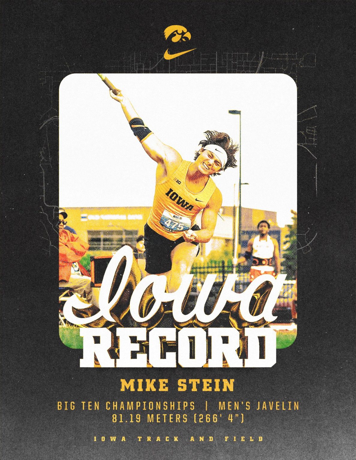 Iowa sophomore Mike Stein wins Big Ten javelin and breaks school record ...