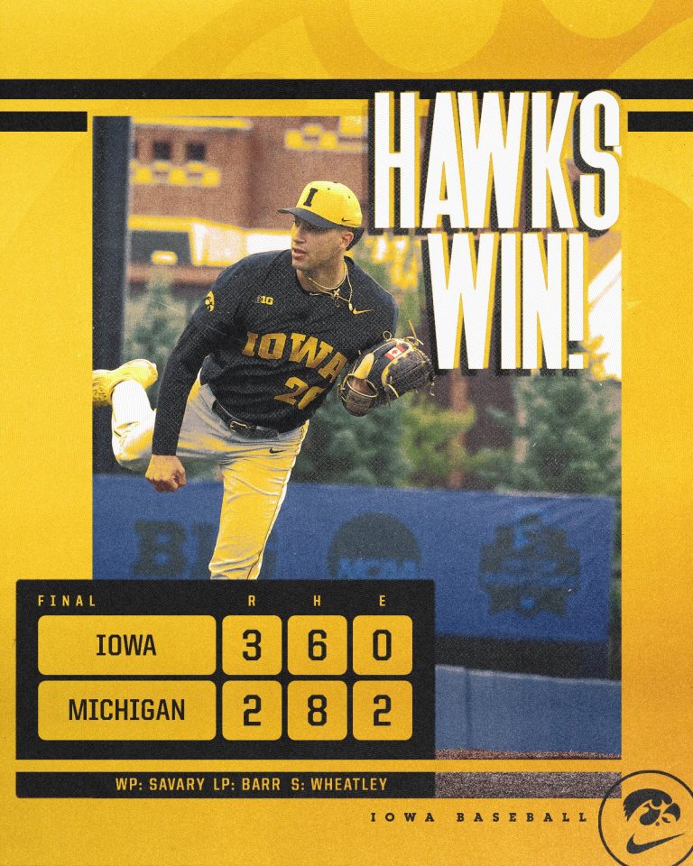 Iowa baseball defeats Michigan 3-2 for seventh straight Big Ten series ...