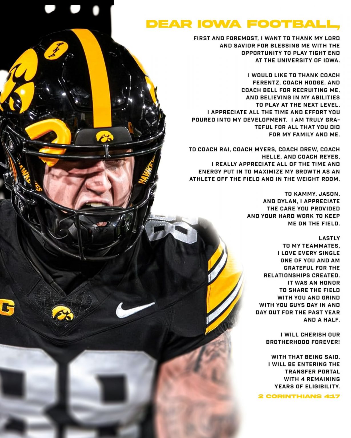 Iowa redshirt freshman TE Gavin Hoffman will enter transfer portal ...
