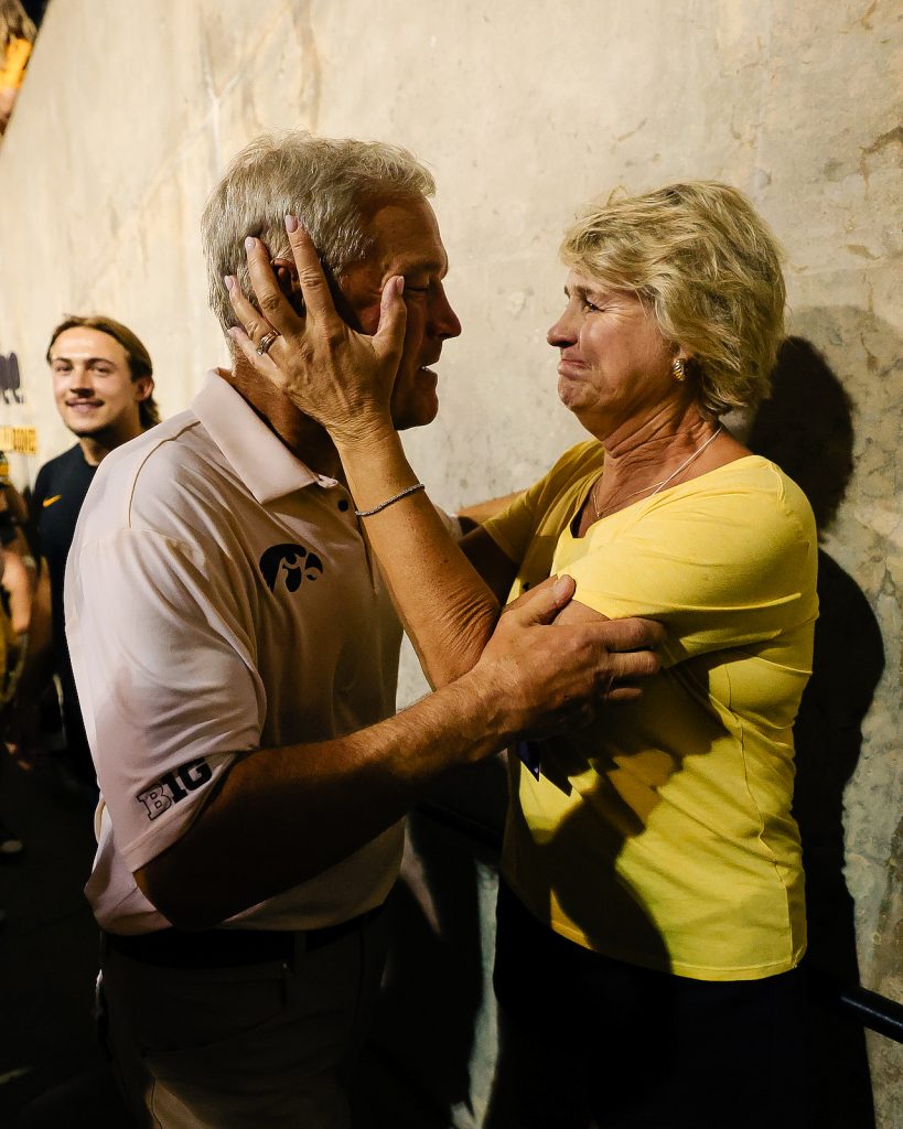 Lisa Bluder was waiting to congratulate Kirk Ferentz for making history ...