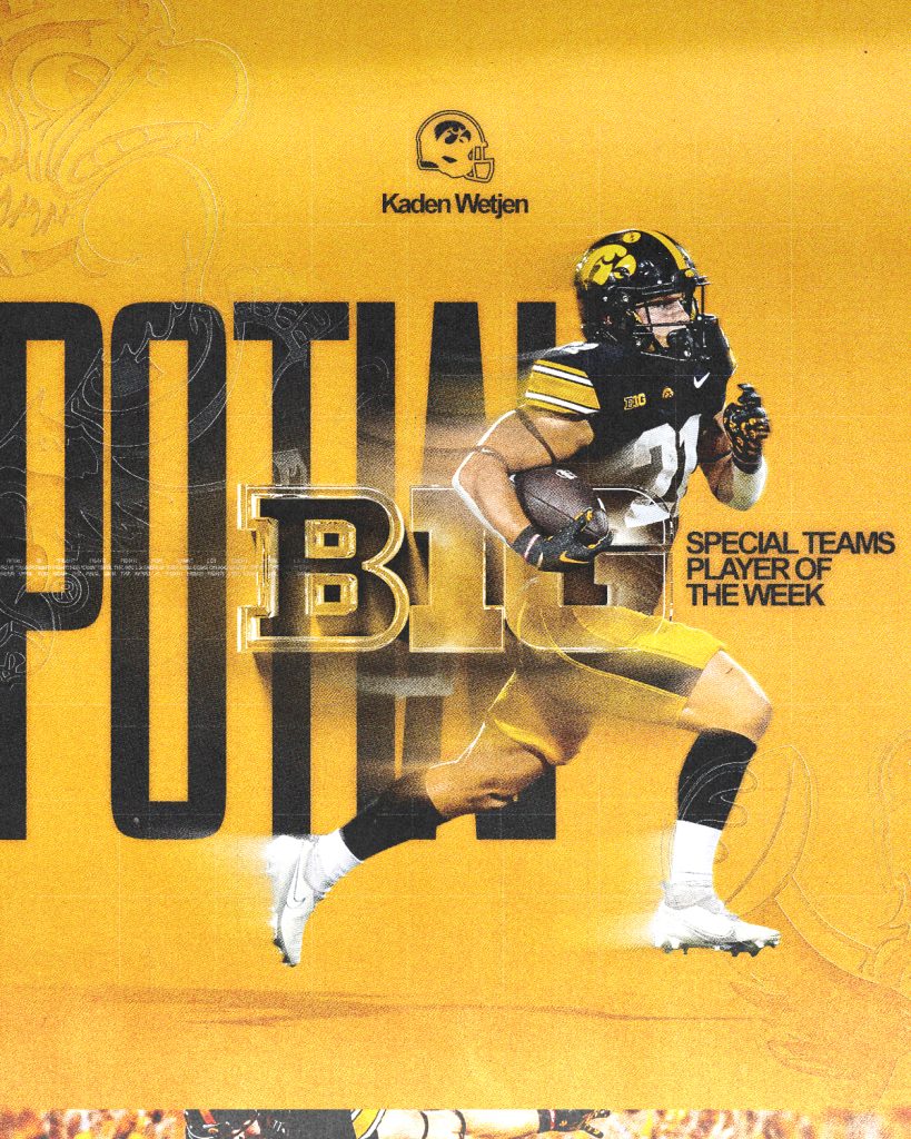 Iowa senior Kaden Wetjen named Big Ten Special Teams Player of the Week ...