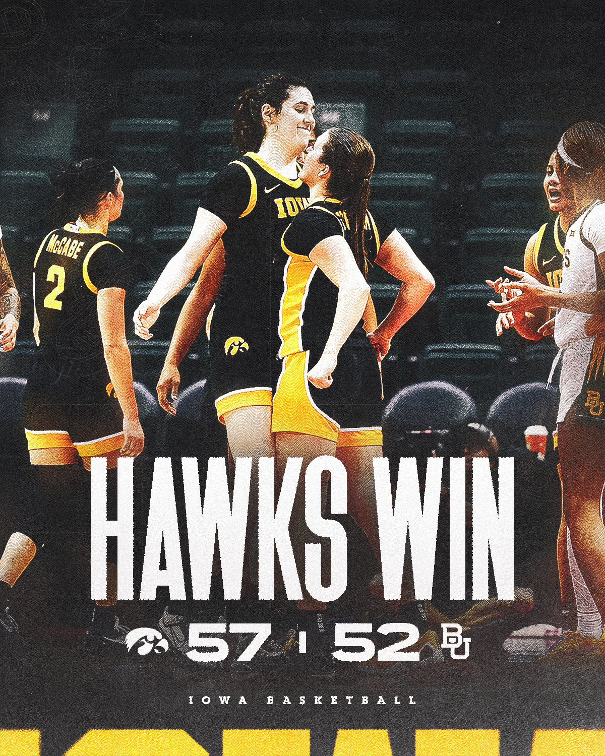 Iowa women overcome adversity to defeat No. 7 Baylor 57-52 in WBCA ...